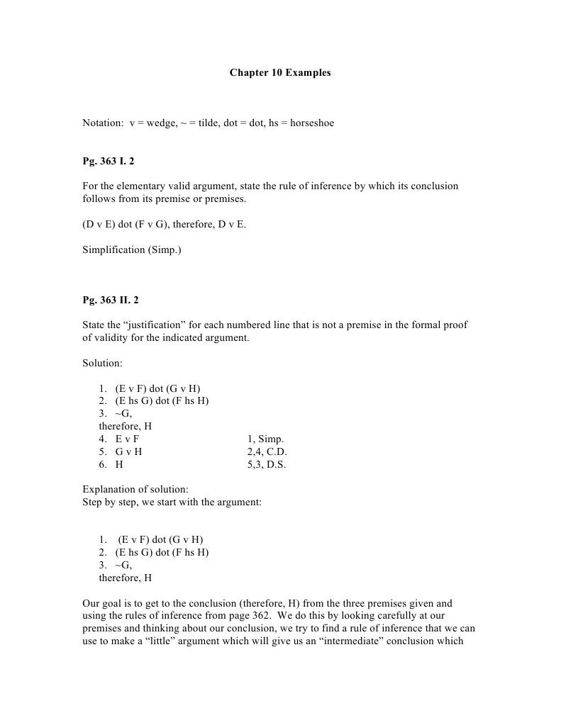 Chapter 10 Examples - Further Explanations | PDF | Validity | Argument