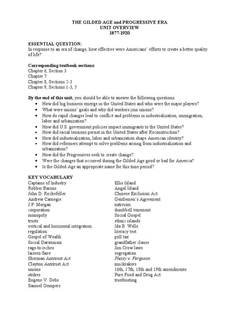Gilded Age Unit Overview 2012 | PDF