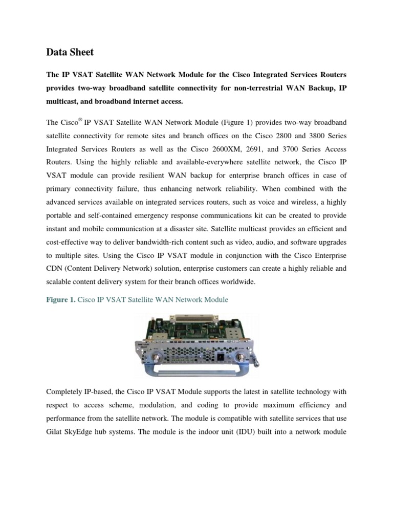 Data Sheet The IP VSAT Satellite WAN Network | PDF | Very Small ...