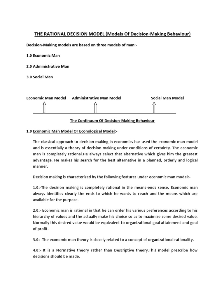 The Rational Decision Model | PDF | Rationality | Decision Making