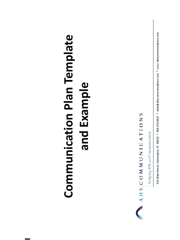 Communication Plan Template and Example | PDF | Employment | Strategic ...
