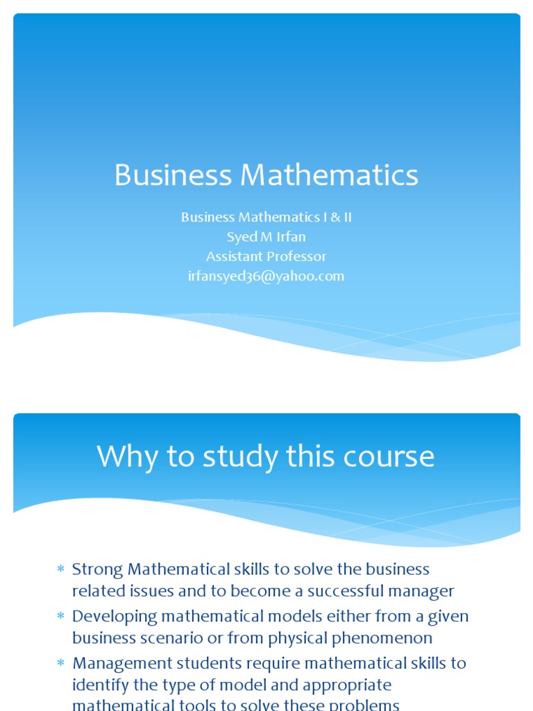 Business Mathematics Course Overview | PDF | Function (Mathematics ...