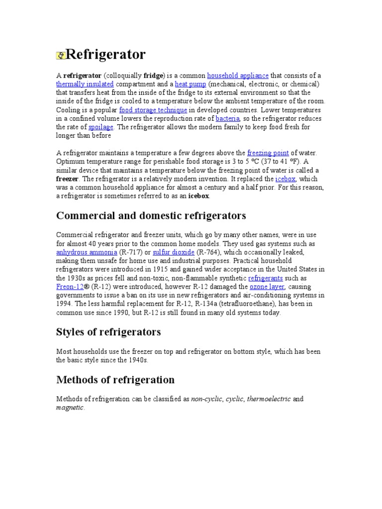 Fridge | PDF | Refrigerator | Refrigeration