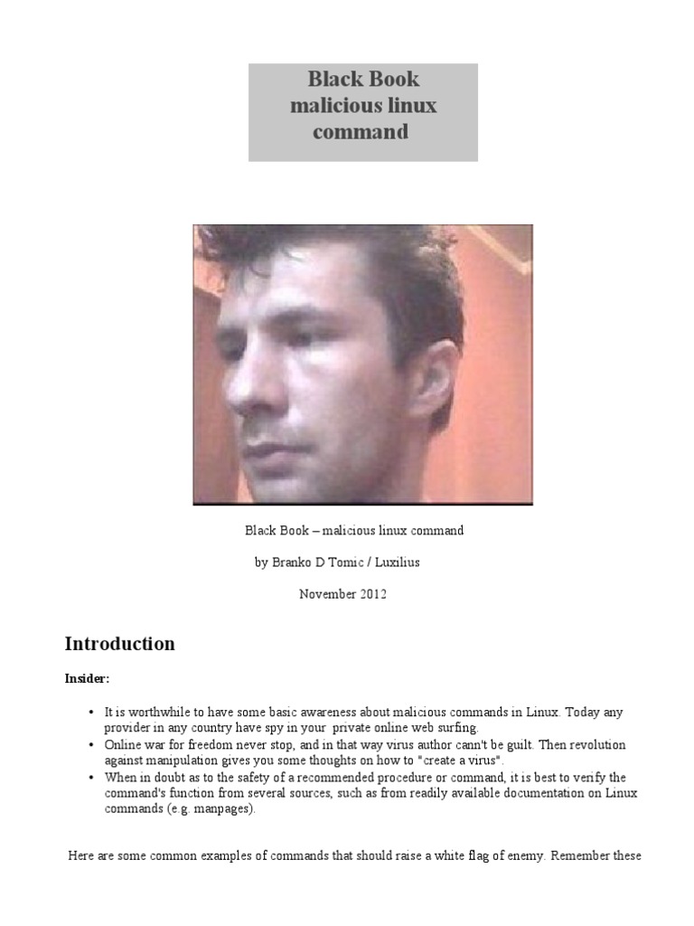 Black Book Malicious Linux Command Pdf Malware Command Line Interface