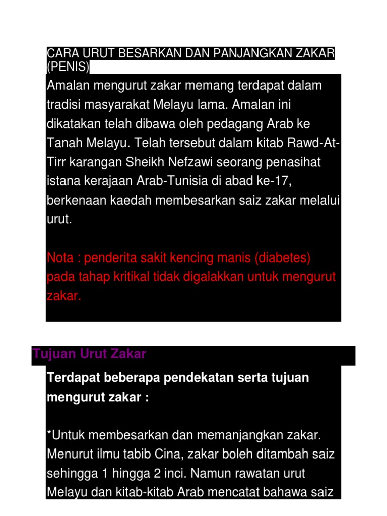 Cara Urut Besarkan Dan Panjangkan Zakar | PDF