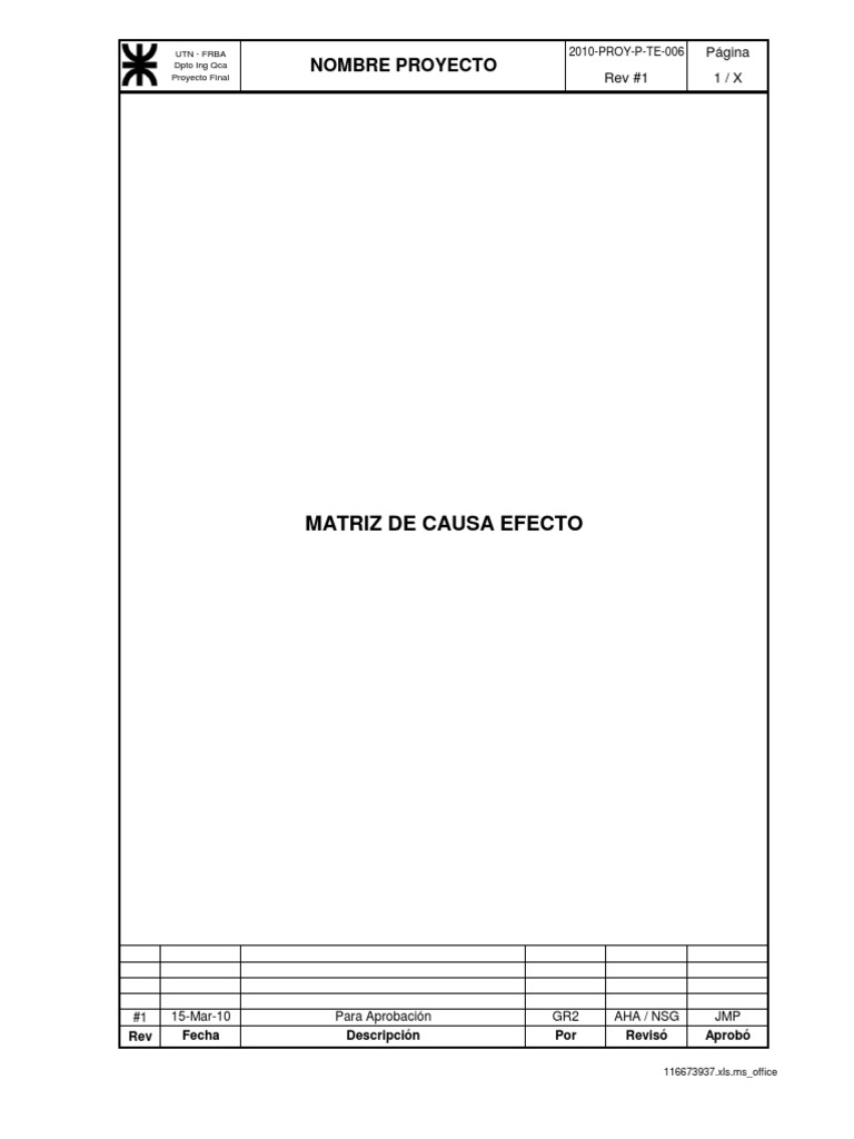 Ejemplo Matriz de Causa Efecto | PDF | Tecnología energética | Ciencias fisicas