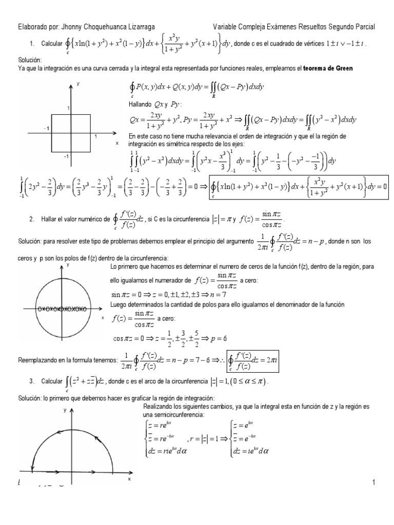 Examenes Resueltos 2do Parcial Calculo Complejo | PDF | Pi | Integral Examenes Resueltos 2do Parcial Calculo Complejo | PDF | Pi | Integral