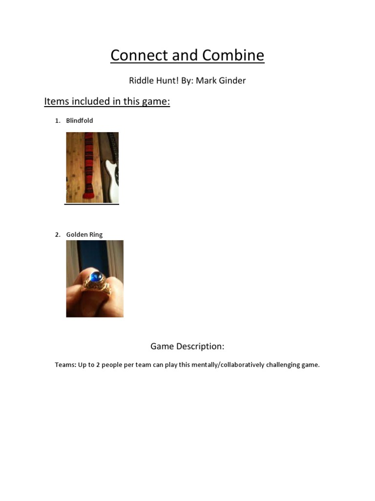 Connect and Combine: Items Included in This Game | PDF