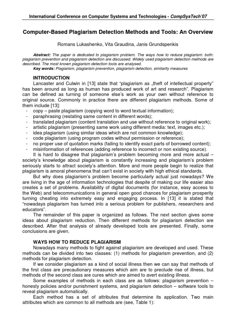 Computer-Based Plagiarism Detection Methods and Tools: An Overview ...