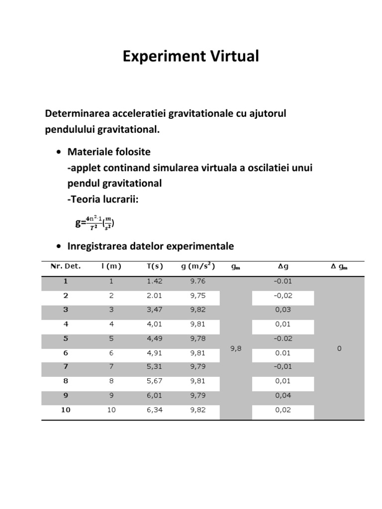 Pendulul Gravitational | PDF