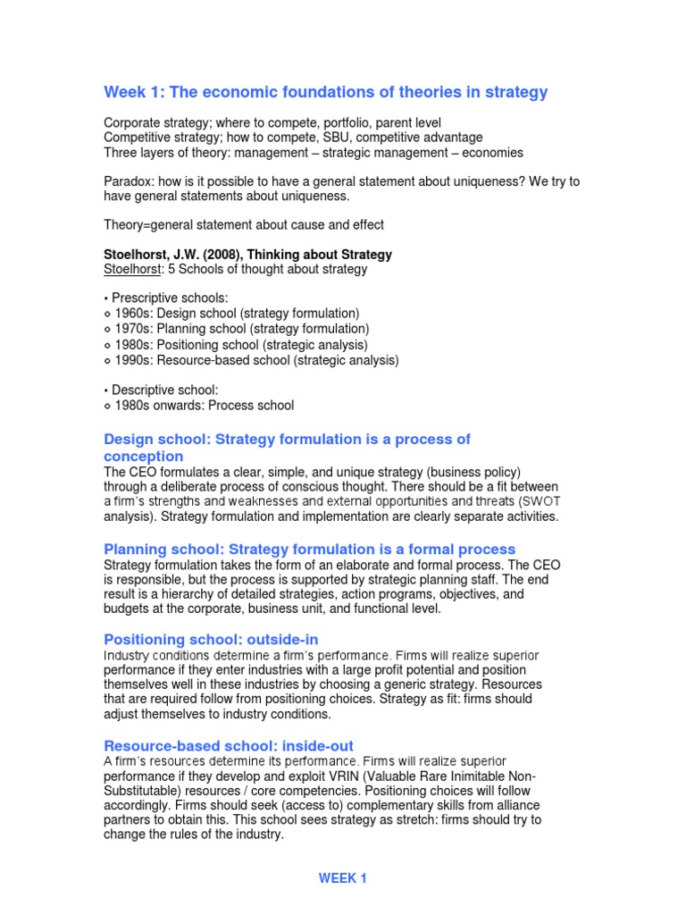 Theories of Strategy | PDF | Perfect Competition | Strategic Management
