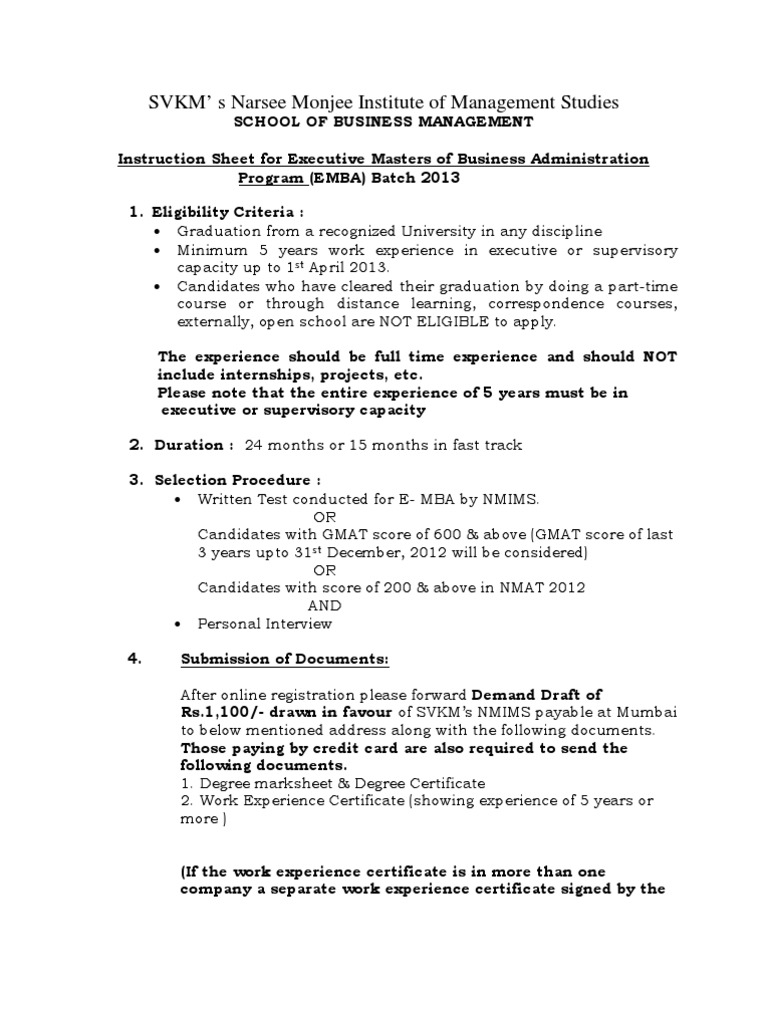 Instruction Sheet | PDF | Master Of Business Administration | Academic ...