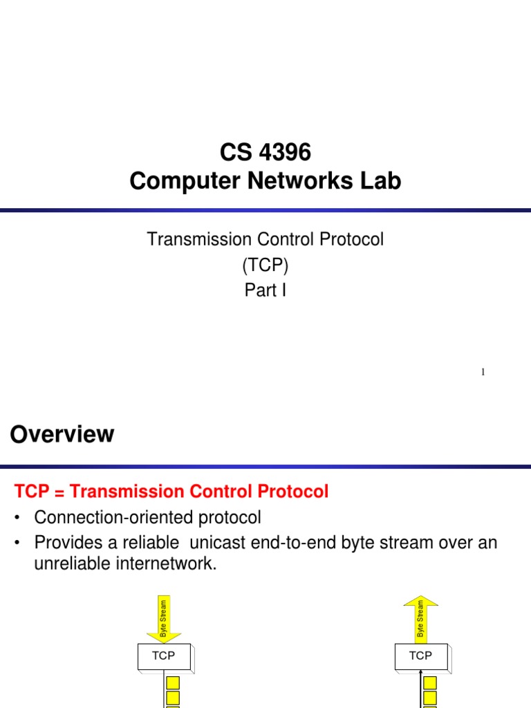 CS 4396 Computer Networks Lab: Transmission Control Protocol (TCP ...