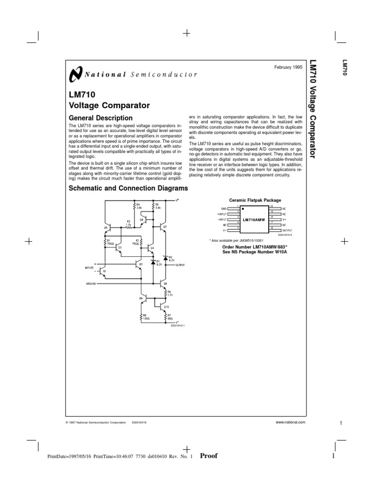 LM710 | PDF | Operational Amplifier | Electrical Circuits