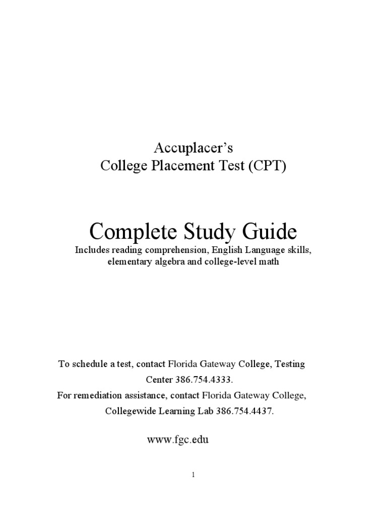 Accuplacer Complete Study Guide-Review: From Florida Gateway | PDF ...