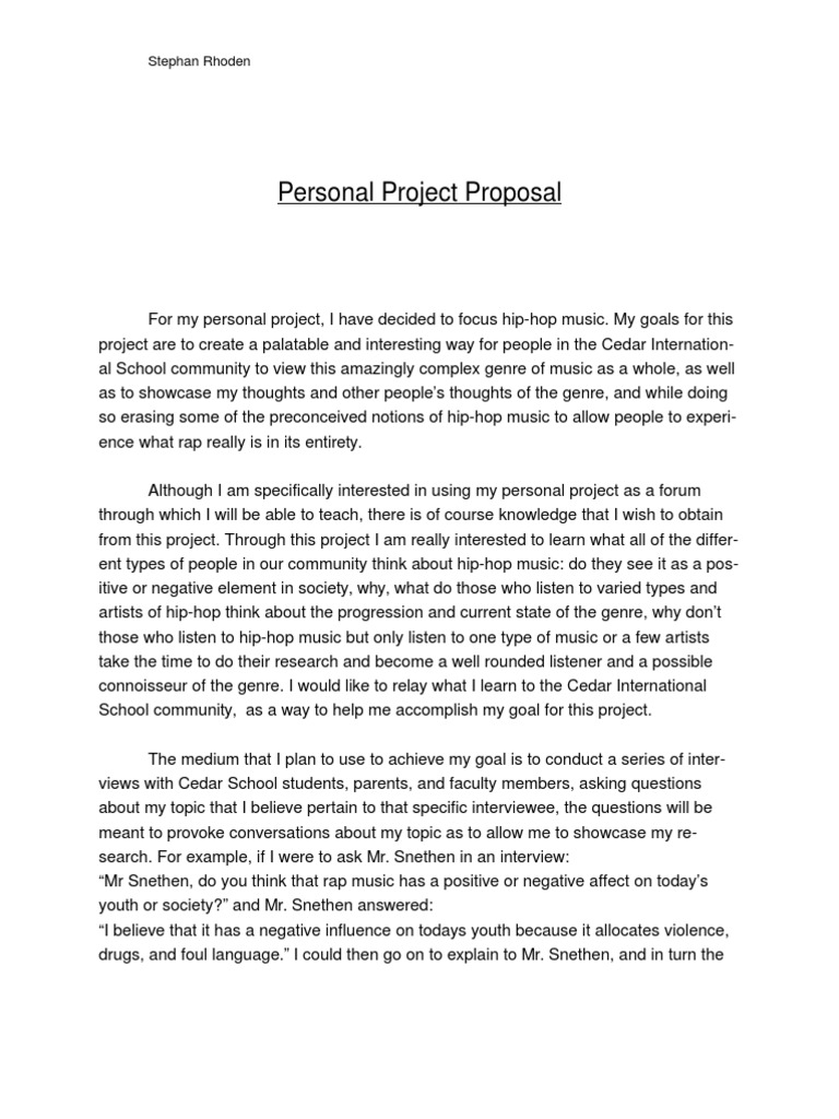 Personal Project Proposal | PDF | Hip Hop Music | Hip Hop
