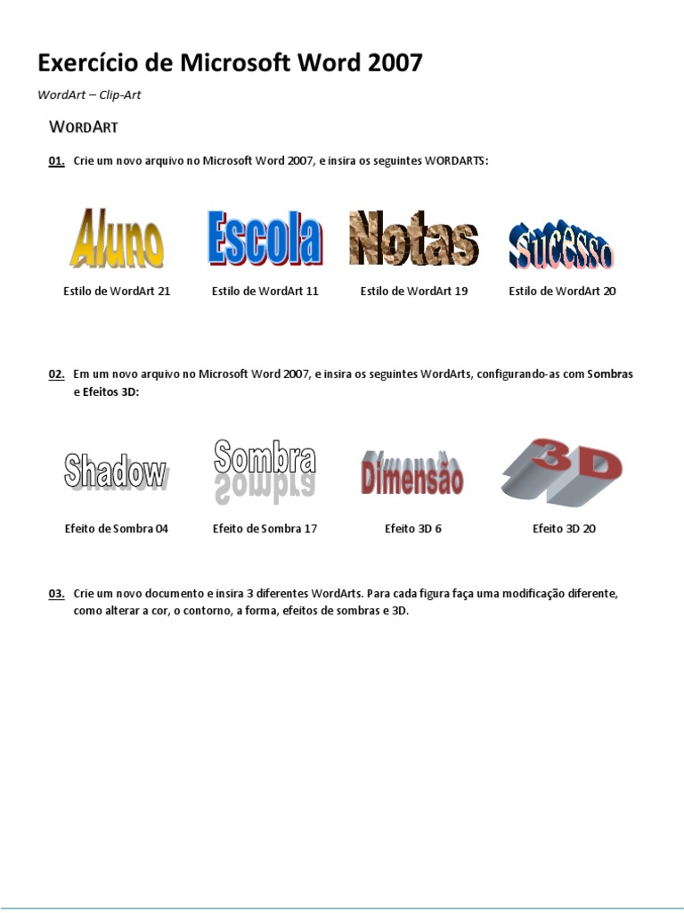 Exercicios Word | PDF | Informática | Programas