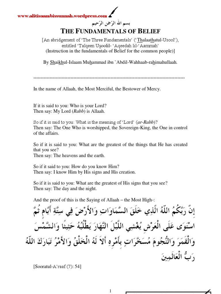 Three Fundamentals of Belief Islam | PDF | Prophets And Messengers In Islam | Muhammad
