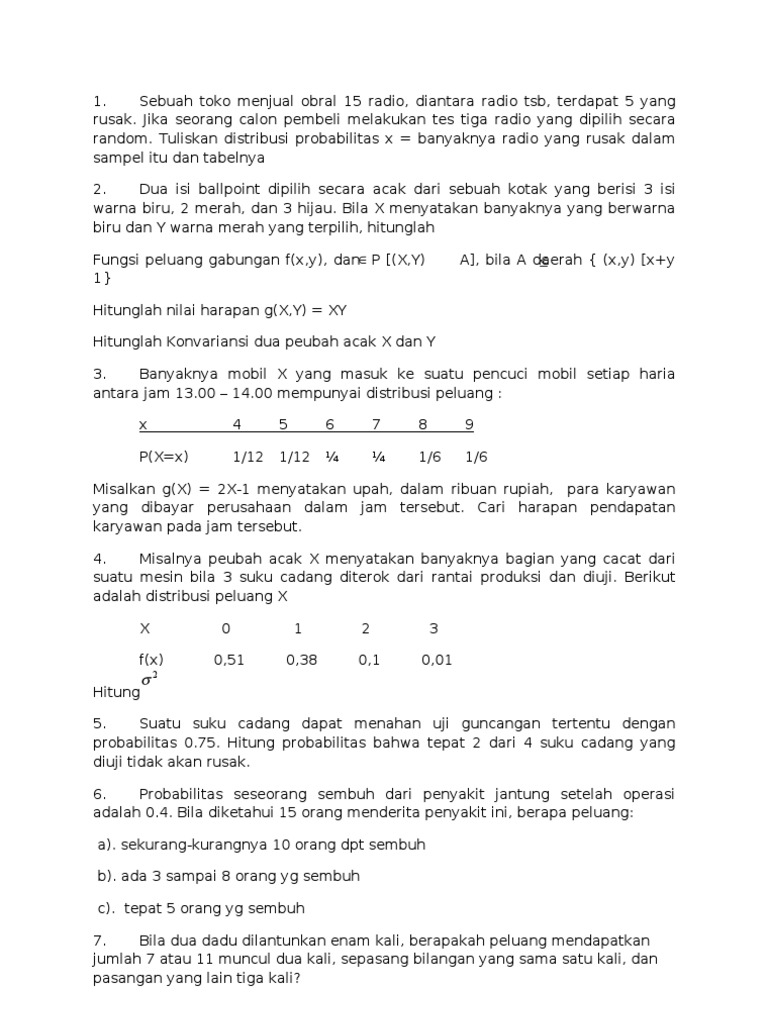 Latihan Soal 2010 Probstat | PDF