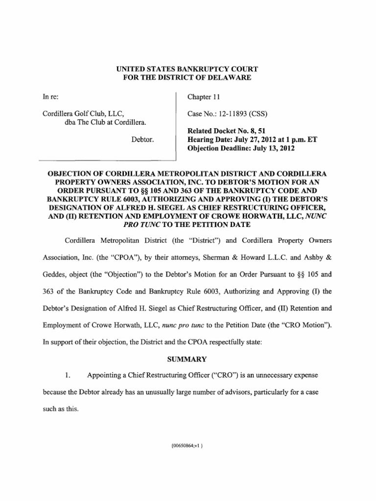 Nunc Pro Tunc To The Petition Date | PDF | Diversity Jurisdiction ...