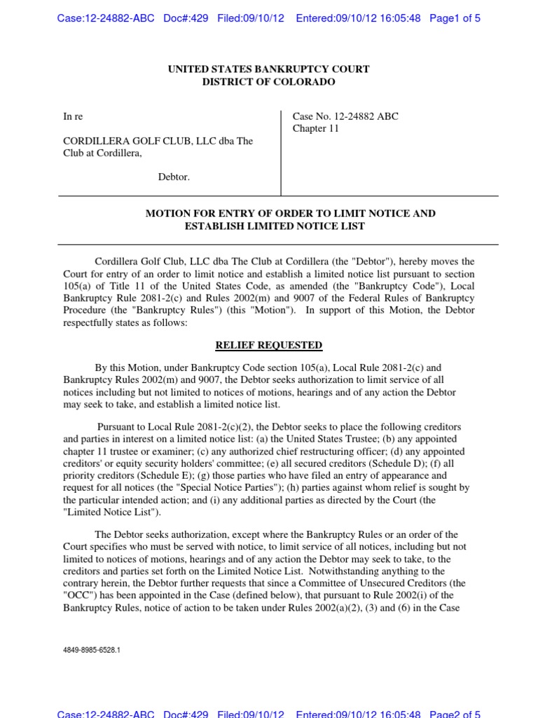 United States Bankruptcy Court District of Colorado | PDF | Bankruptcy ...