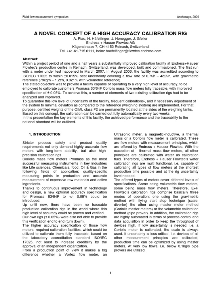 Flow Rig | PDF | Calibration | Flow Measurement
