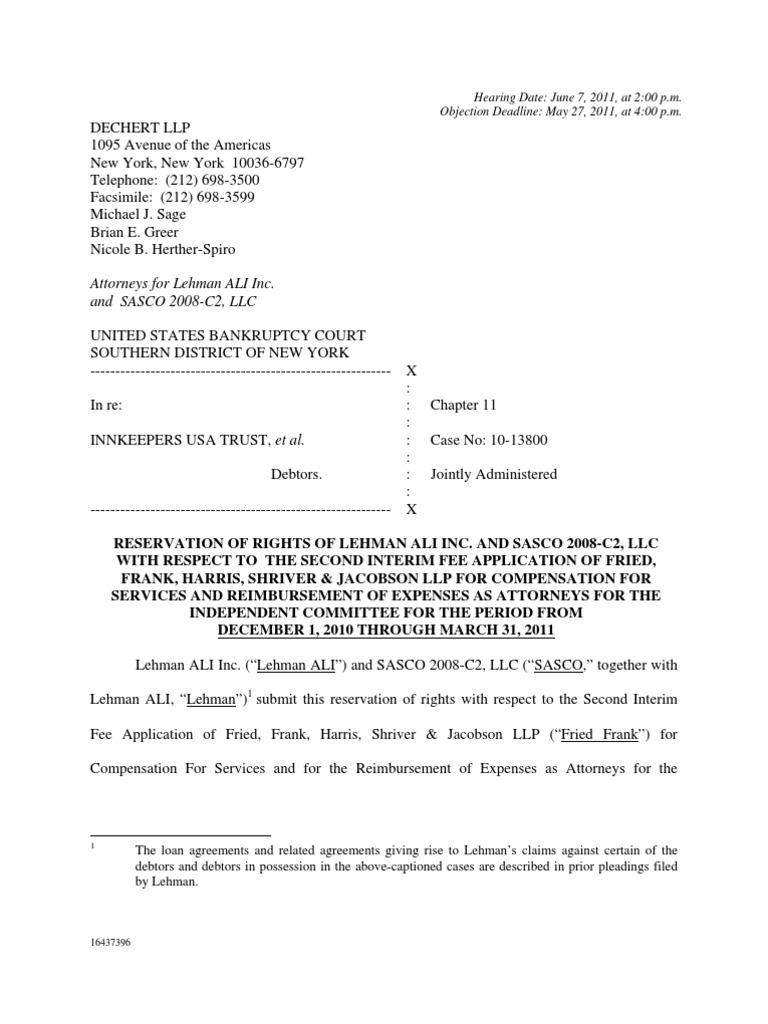 Lehman ALI's Rights on Fried Frank Fees | PDF | Social Science | Law