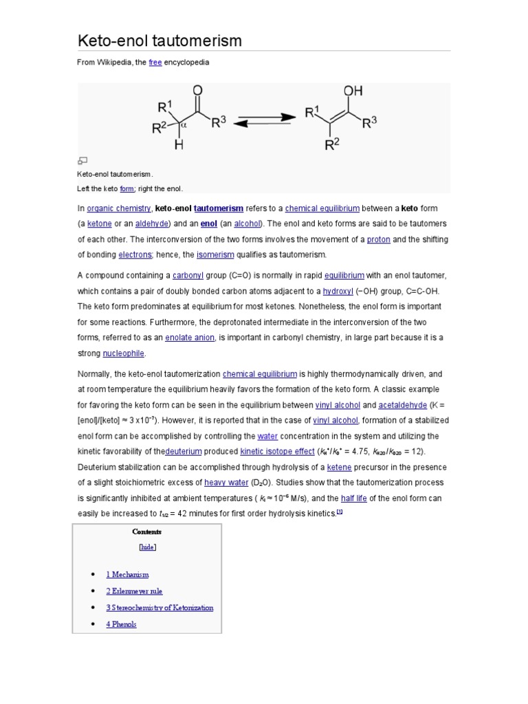 Keto Enol Tautomerism | PDF | Ketone | Chemical Reactions