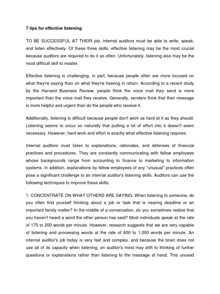 7 Tips For Effective Listening Pdf Nonverbal Communication