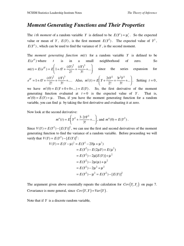 Moment Generating Function | PDF | Chi Squared Distribution | Poisson ... Moment Generating Function | PDF | Chi Squared Distribution | Poisson ...