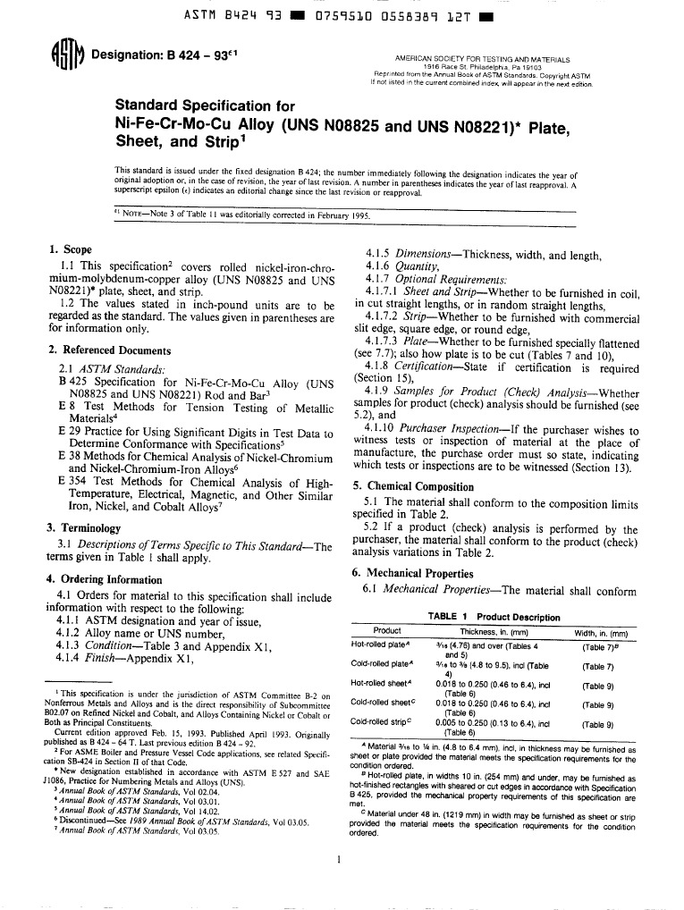 Astm B424 | PDF | Foreign Language Studies