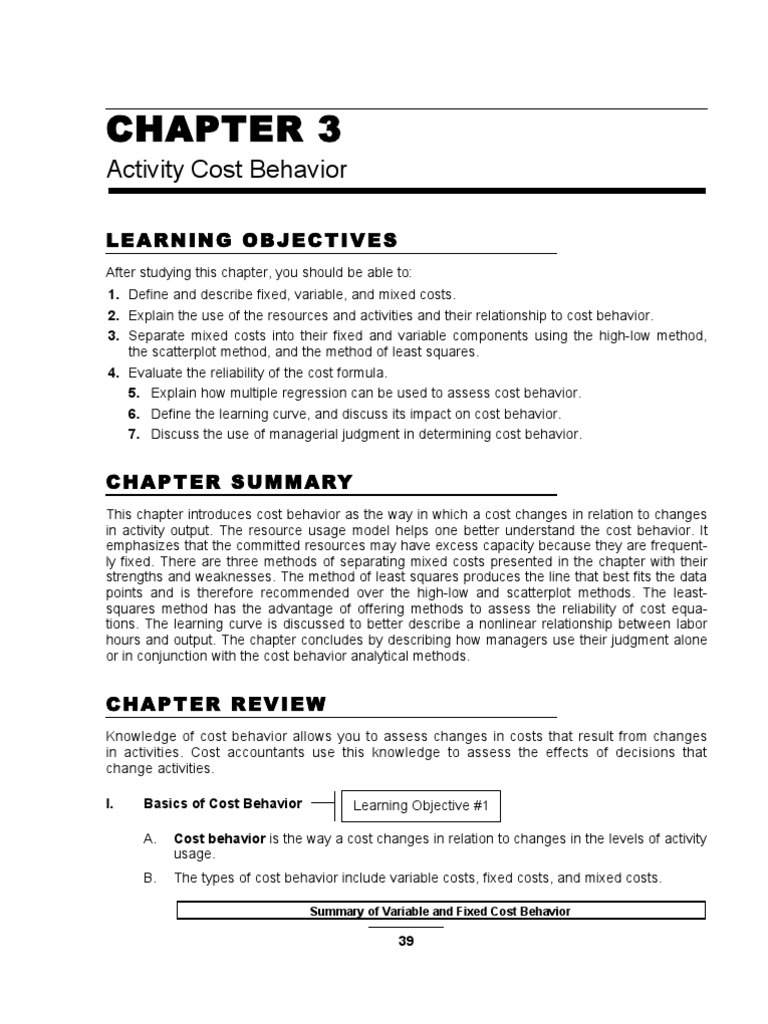 CHAPTER 3 Activity Cost Behavior | PDF | Errors And Residuals ...