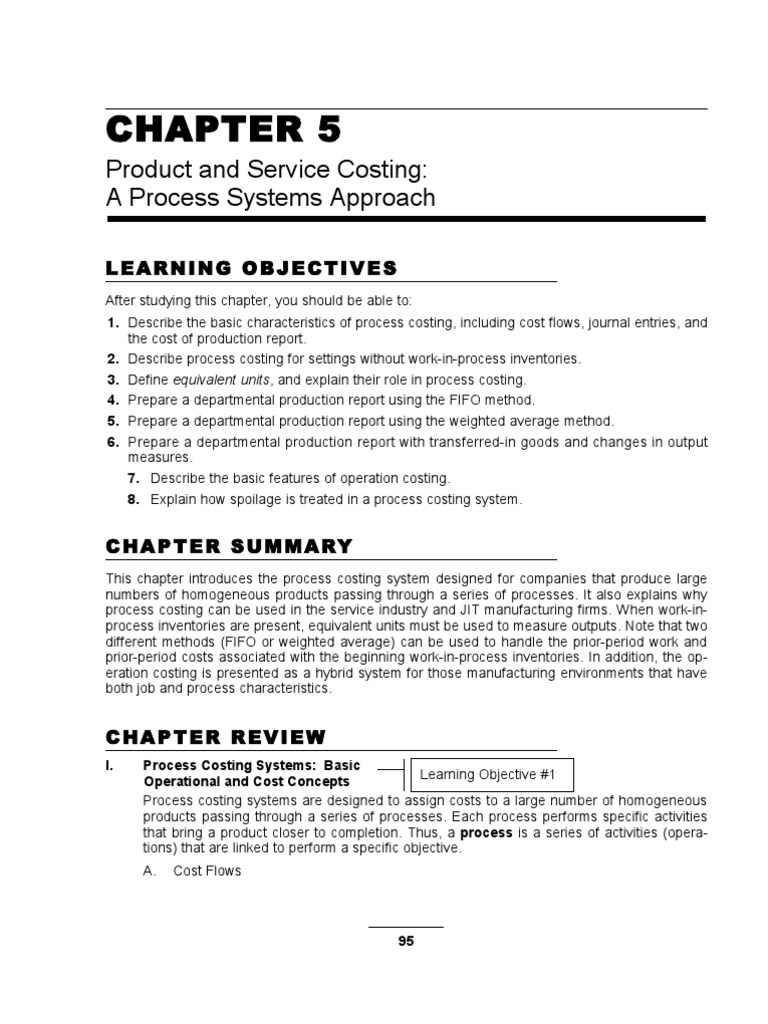 CHAPTER 5 Product and Service Costing: A Process Systems Approach | PDF ...