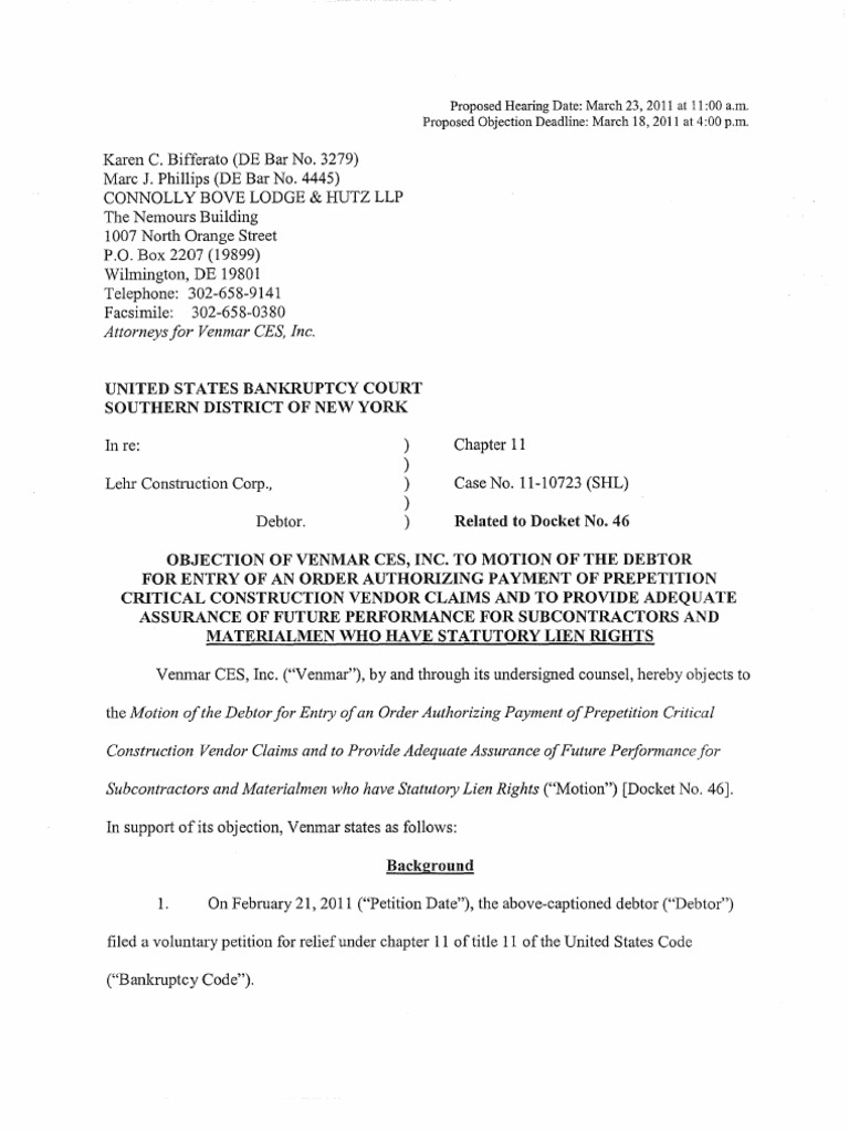 Attorneys For Venmar CES, Inc | PDF | Bankruptcy In The United States ...