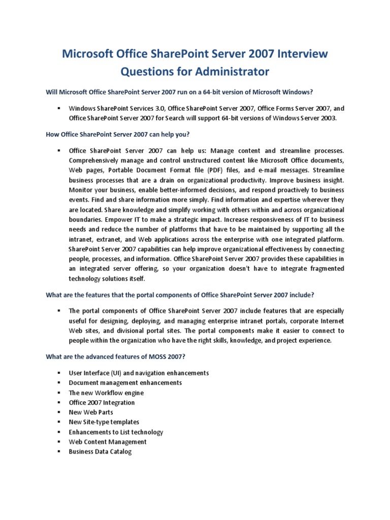 SharePoint-2007 Interview-Questions For Administrator | PDF | Share ...