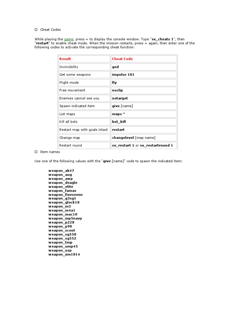 Counter Strike Condition Zero Cheats | PDF | Cheating In Video Games | Game Design