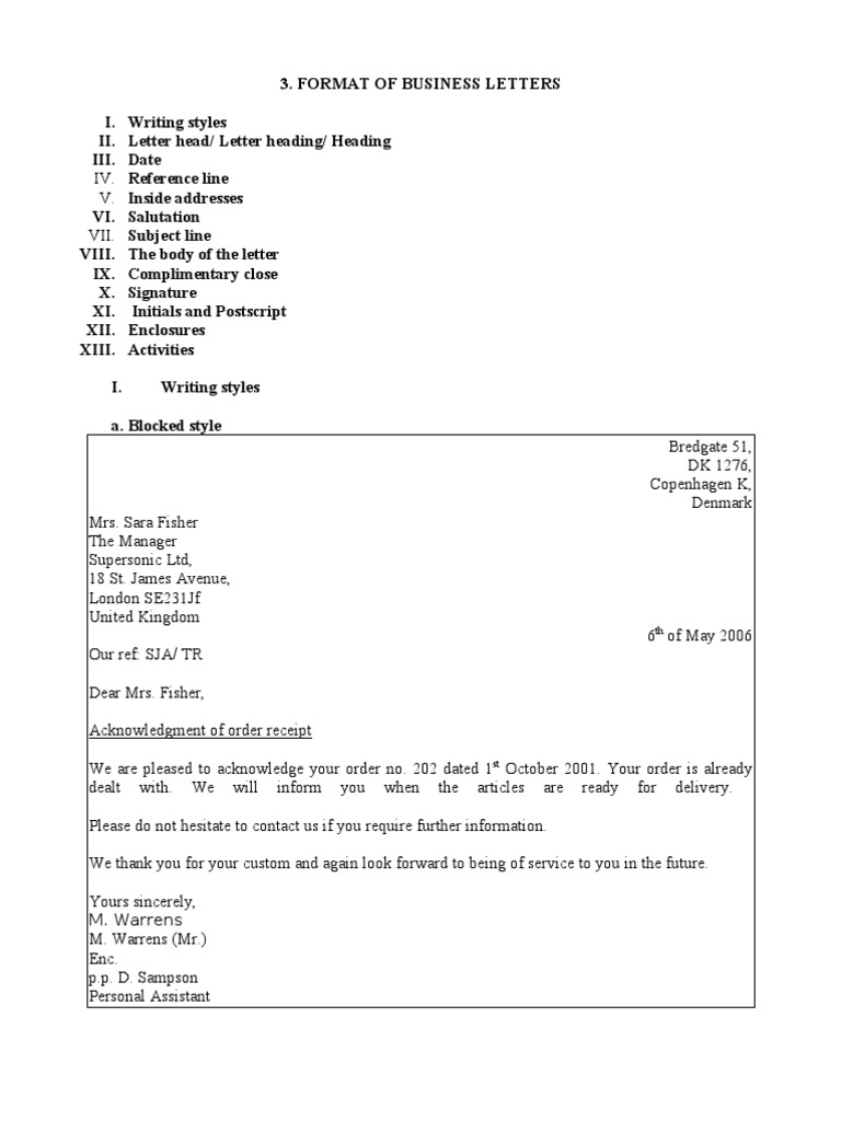 Format of Letters | PDF