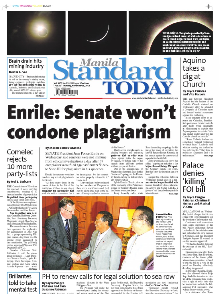 Manila Standard Today - Thursday (November 15, 2012) Issue | Government ...