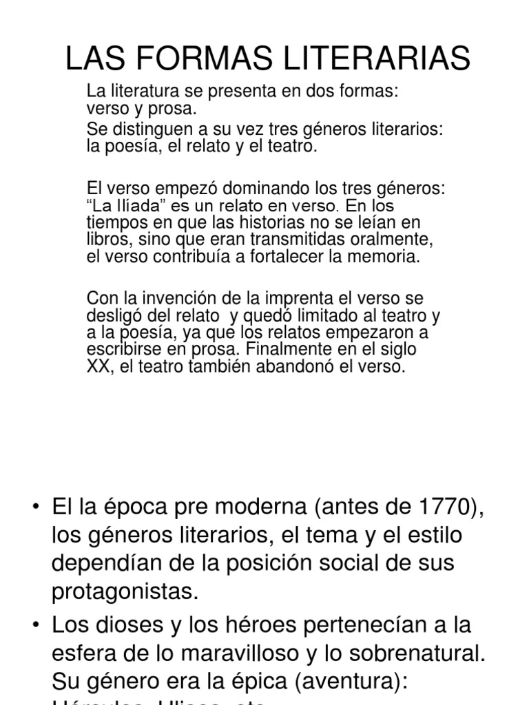 Las Formas Literarias | PDF | Renacimiento | Barroco