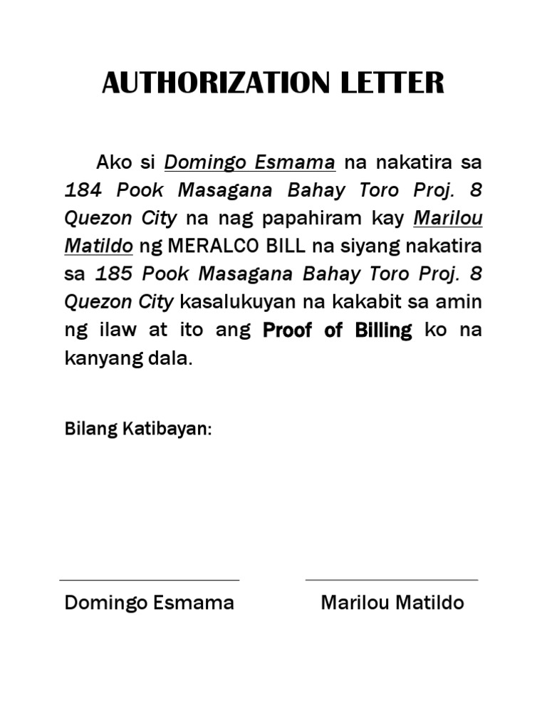 Authorization Letter | PDF