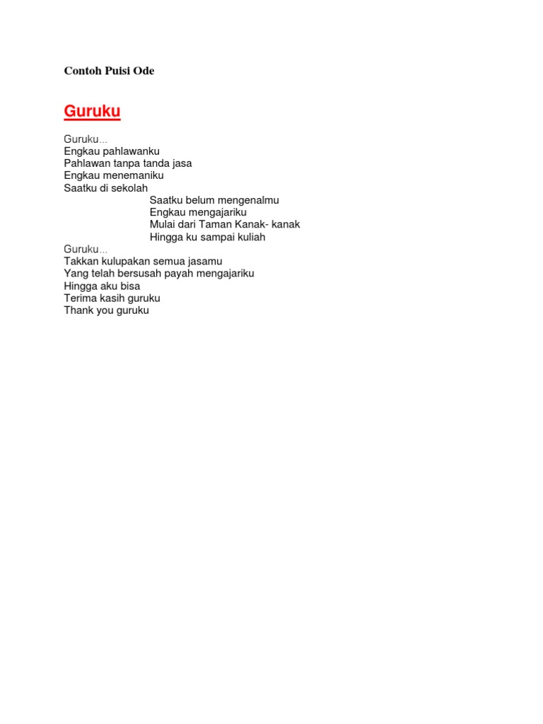 Contoh Puisi Ode | PDF