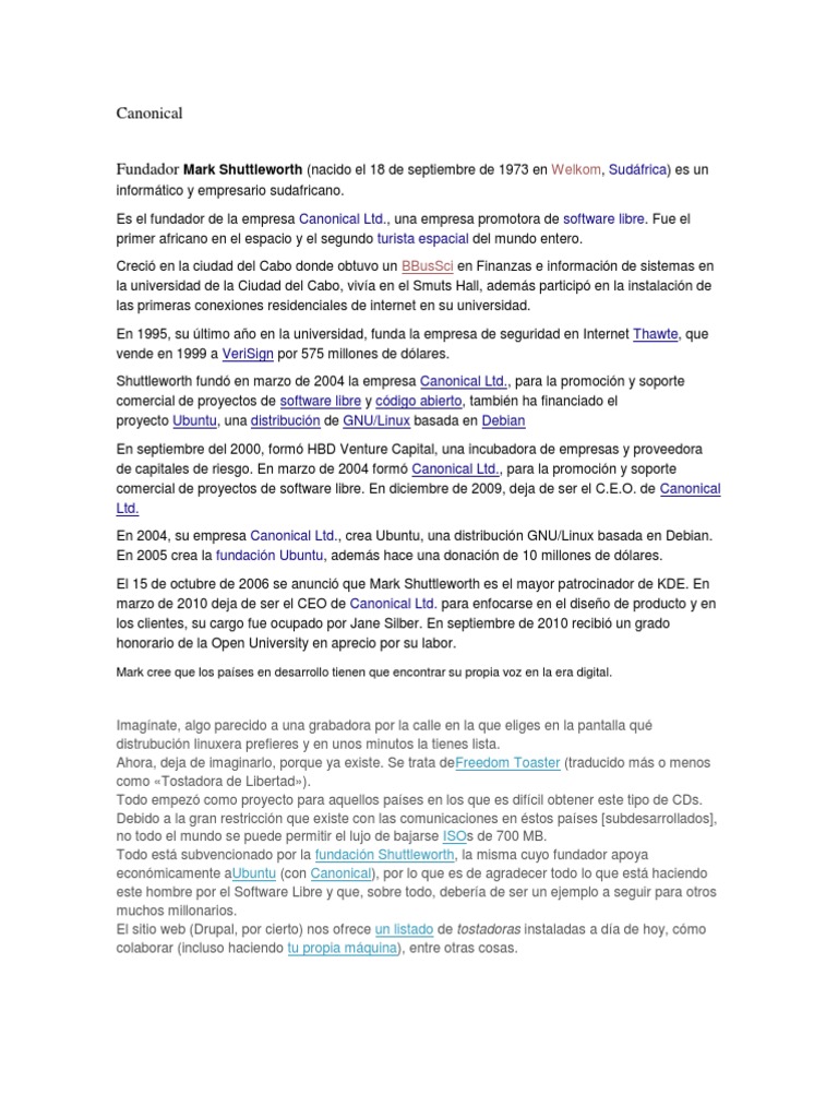 Canonical | PDF | Ubuntu (sistema operativo) | Proyectos de software libre