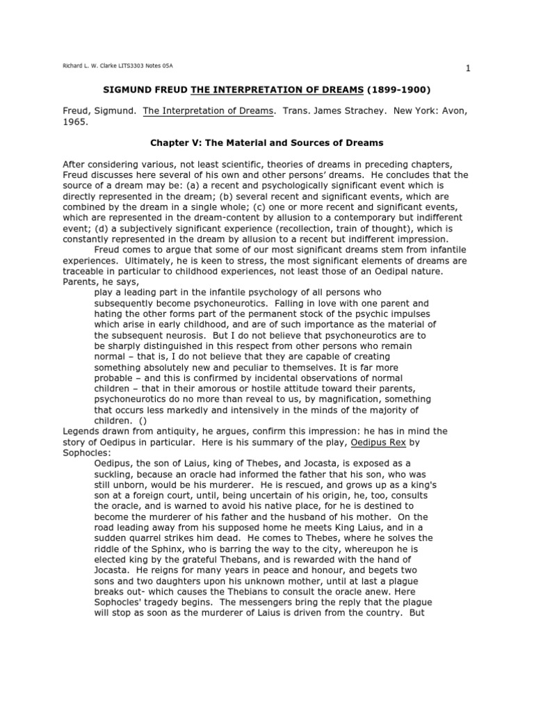 Sigmund Freud The Interpretation of Dreams (1899-1900) : Richard L. W ...