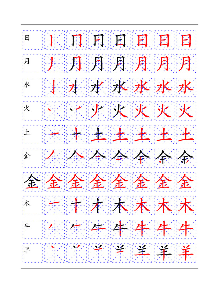 Arch Chinese - Chinese Character Writing Worksheets | PDF