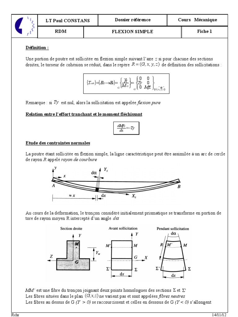 Flexion Simple | PDF | Flexion (matériau) | Résistance des matériaux