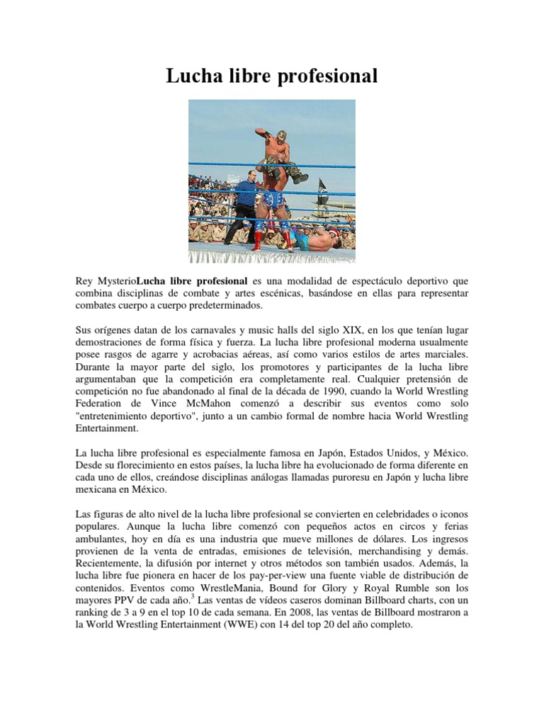 Historia y Reglas de la Lucha Libre | PDF | Lucha profesional | Wwe