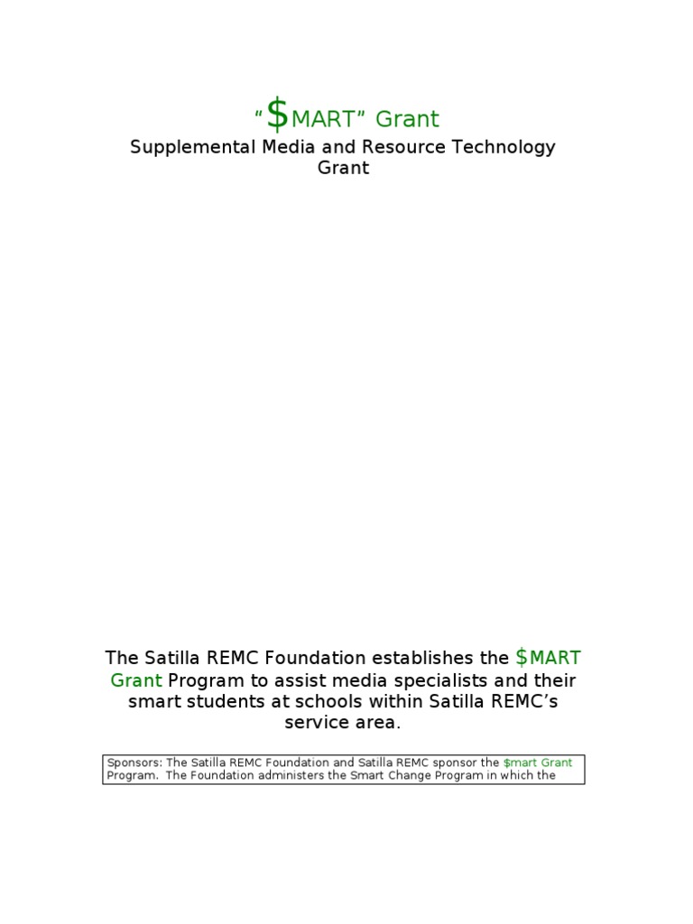 Smart Grant Application | PDF | Classroom | Teachers