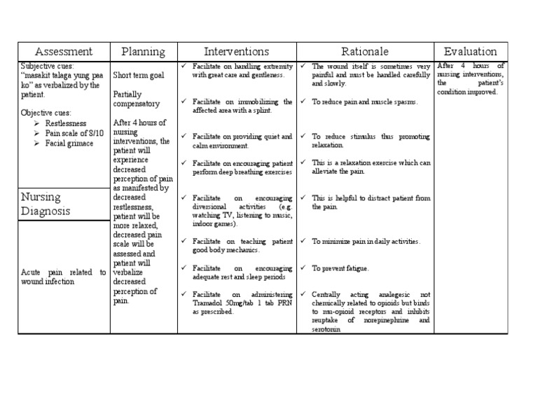 Nursing Care Plan for Acute Pain Management | PDF | Wellness
