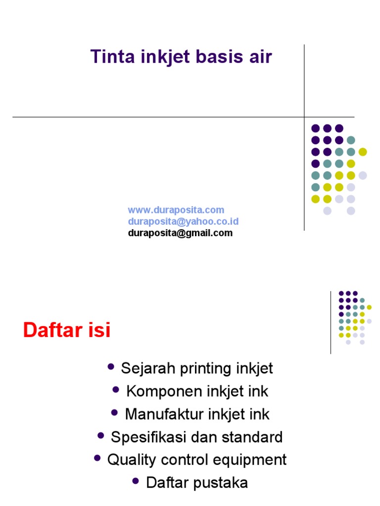 Tinta Inkjet Berbasis Air: Komponen dan Standar | PDF | Ink | Physical ...