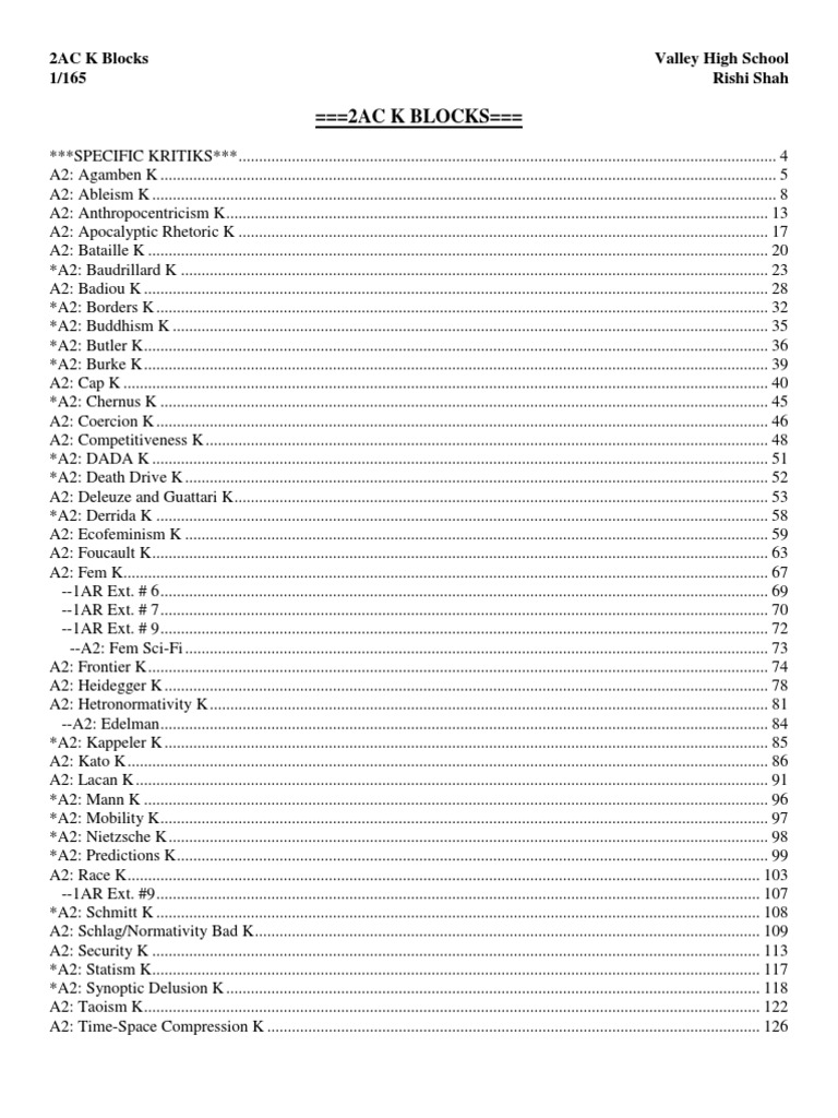 2AC K Blocks | PDF | Social Constructionism | Theory